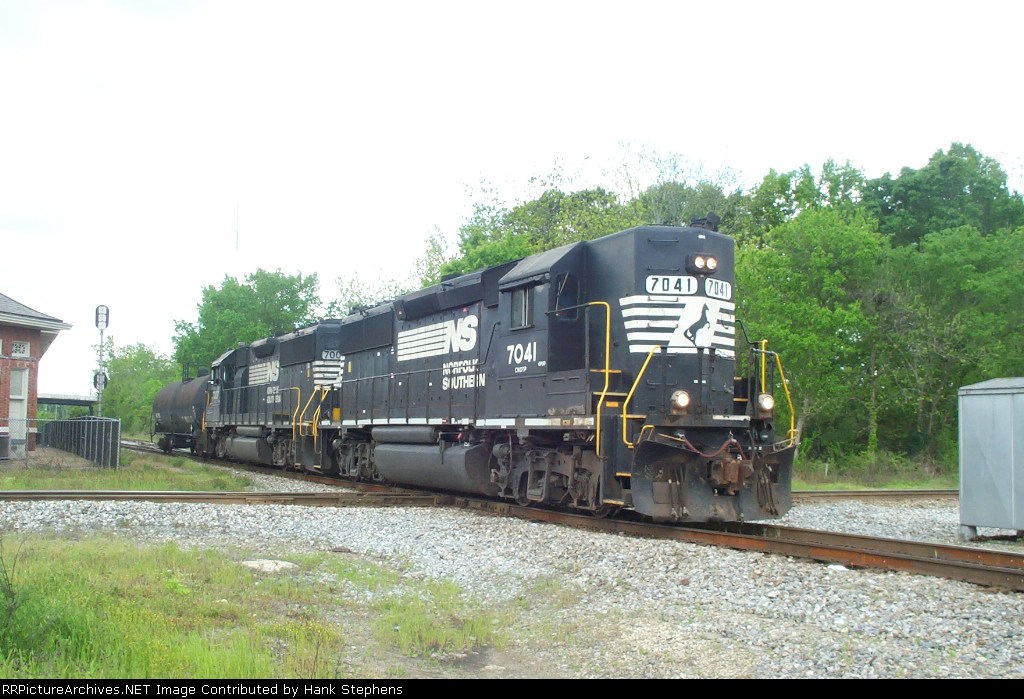 NS 7041 lead A24 through Opelika with one tank car. This replaced another local that ran the ...